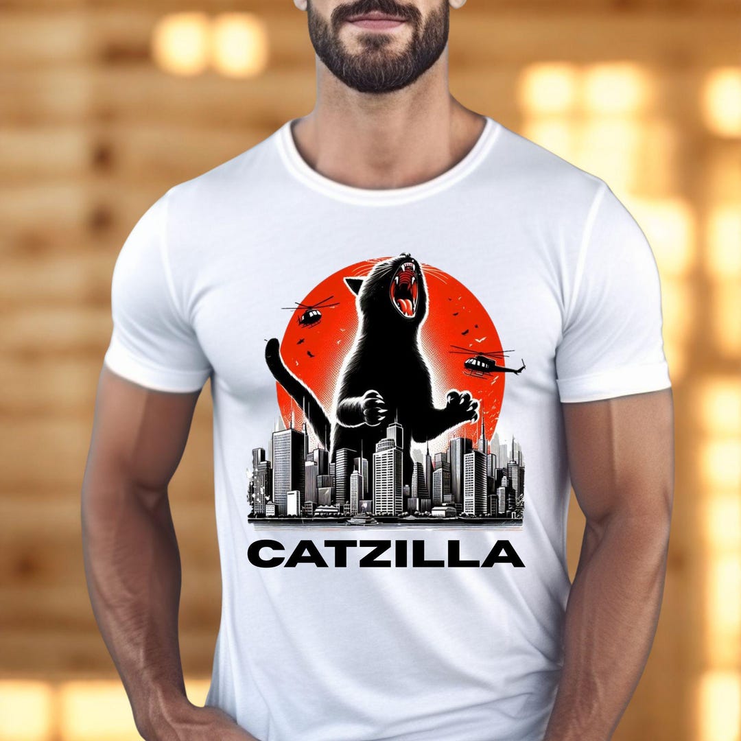 Catzilla T-shirt – Giant Godzilla Cat | Unisex Premium Tee, Funny Cat ...