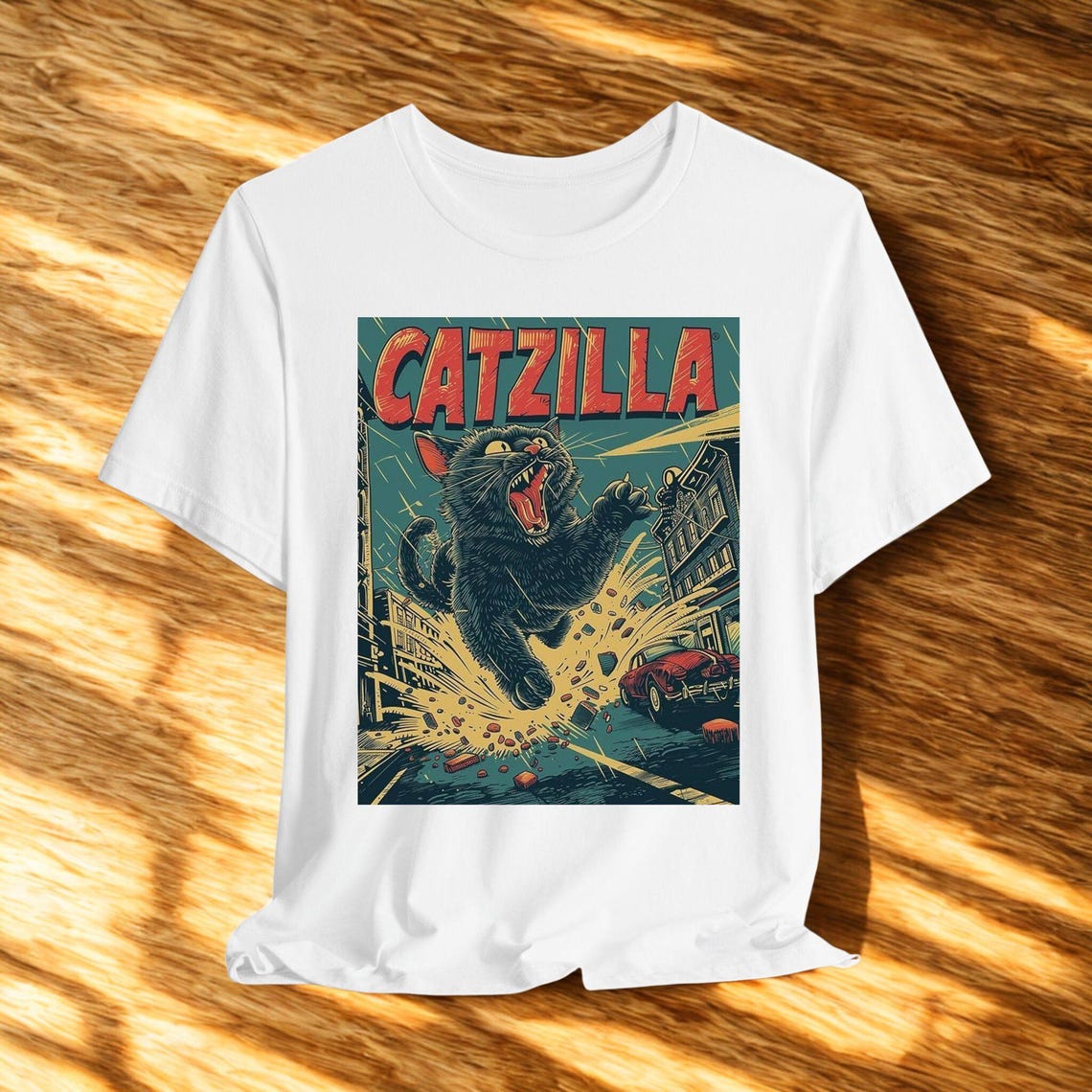 Catzilla T-shirt – Giant Godzilla-style Cat | Unisex Premium Tee, Cat ...