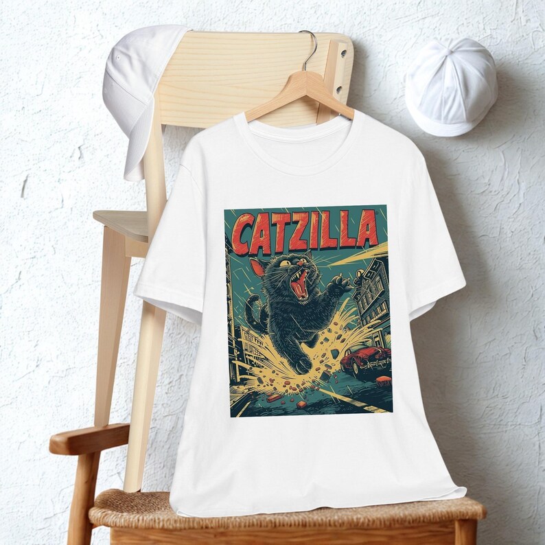 Catzilla T-shirt – Giant Godzilla-style Cat | Unisex Premium Tee, Cat ...