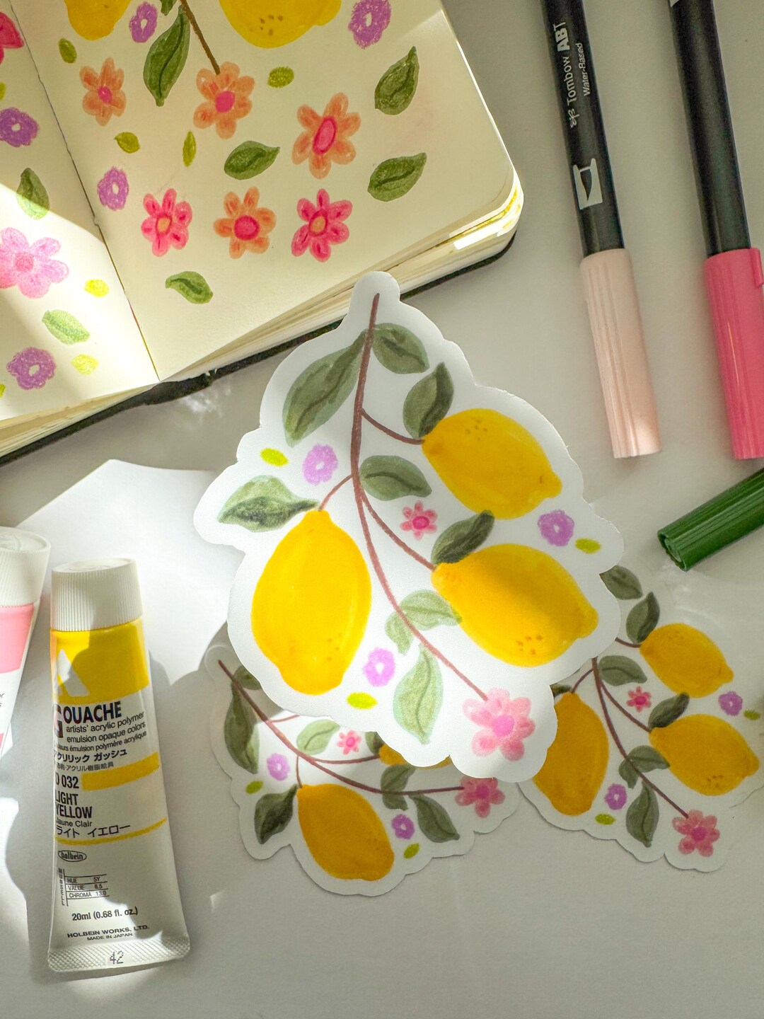 Lemon Branch Vinyl Sticker: Waterproof Matte Decal - Etsy