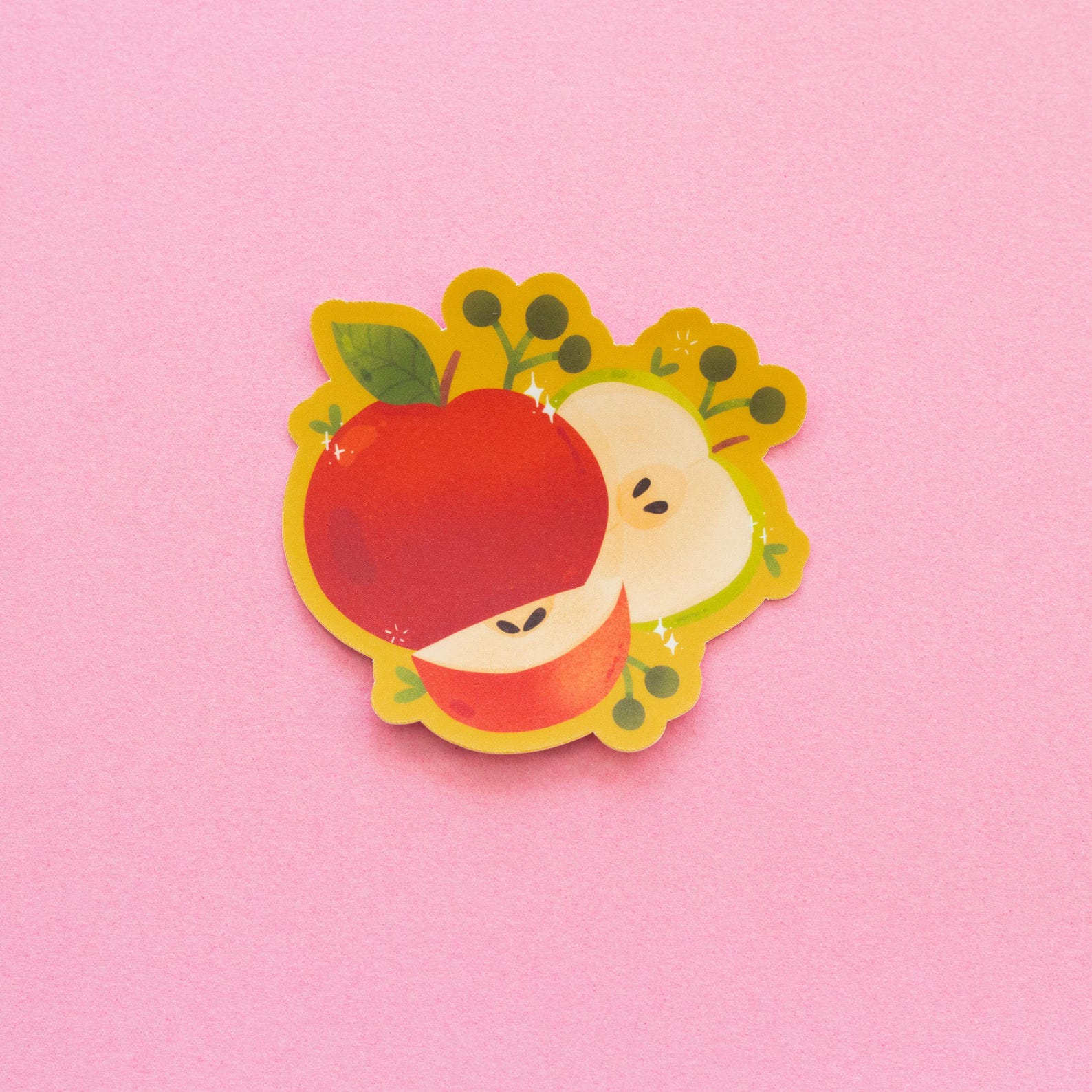 Apple Vinyl Sticker | Fruit and Flower Sticker | Cute Fruit Sticker ...