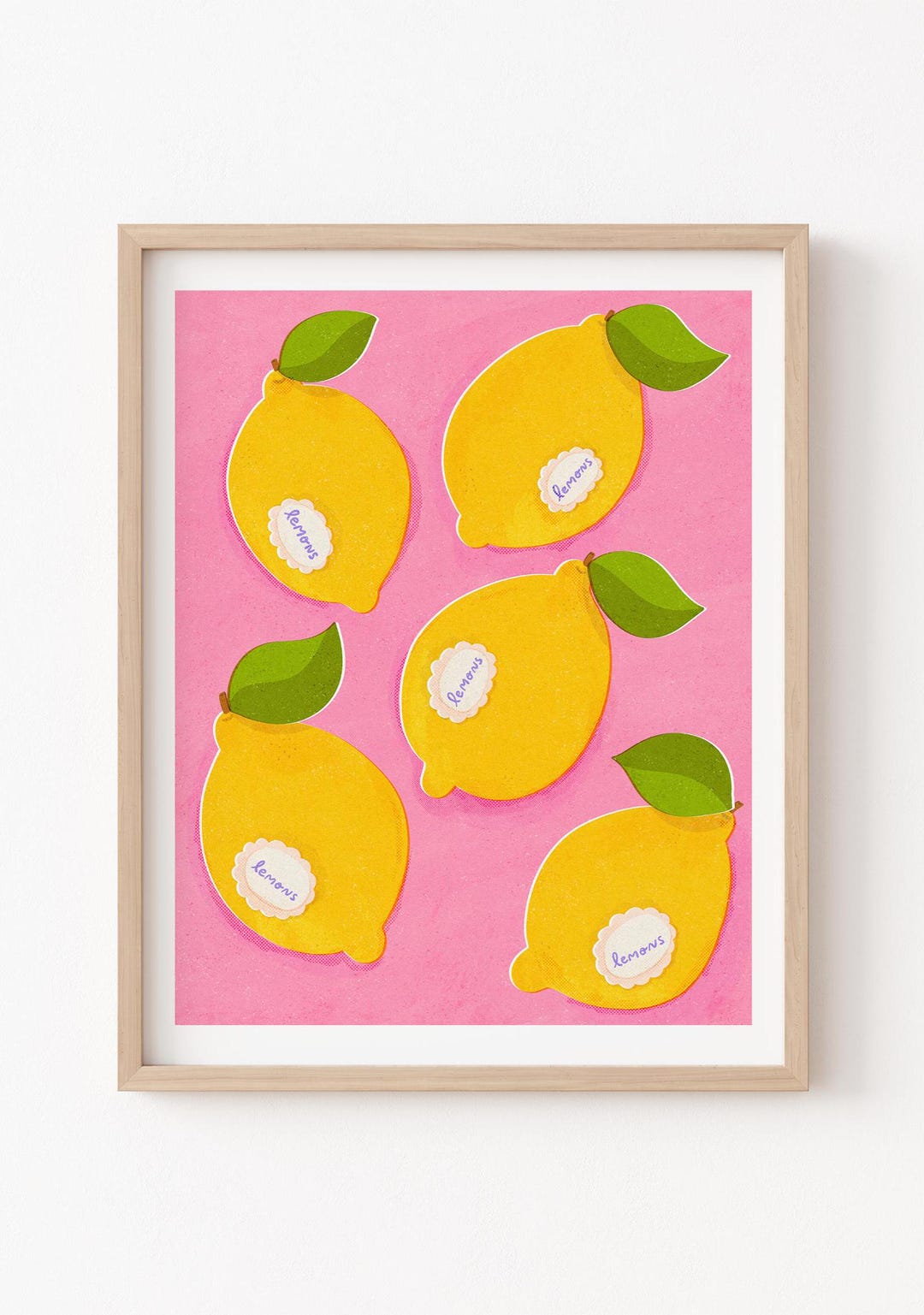 Retro Lemon Art Print: Botanical Kitchen Wall Decor - Etsy