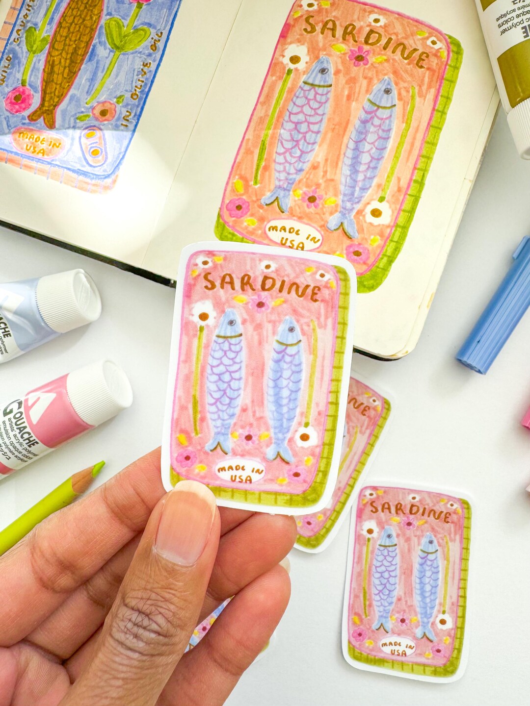 Sardine Packaging Vinyl Sticker | Cute Fish Sticker | Die Cut ...