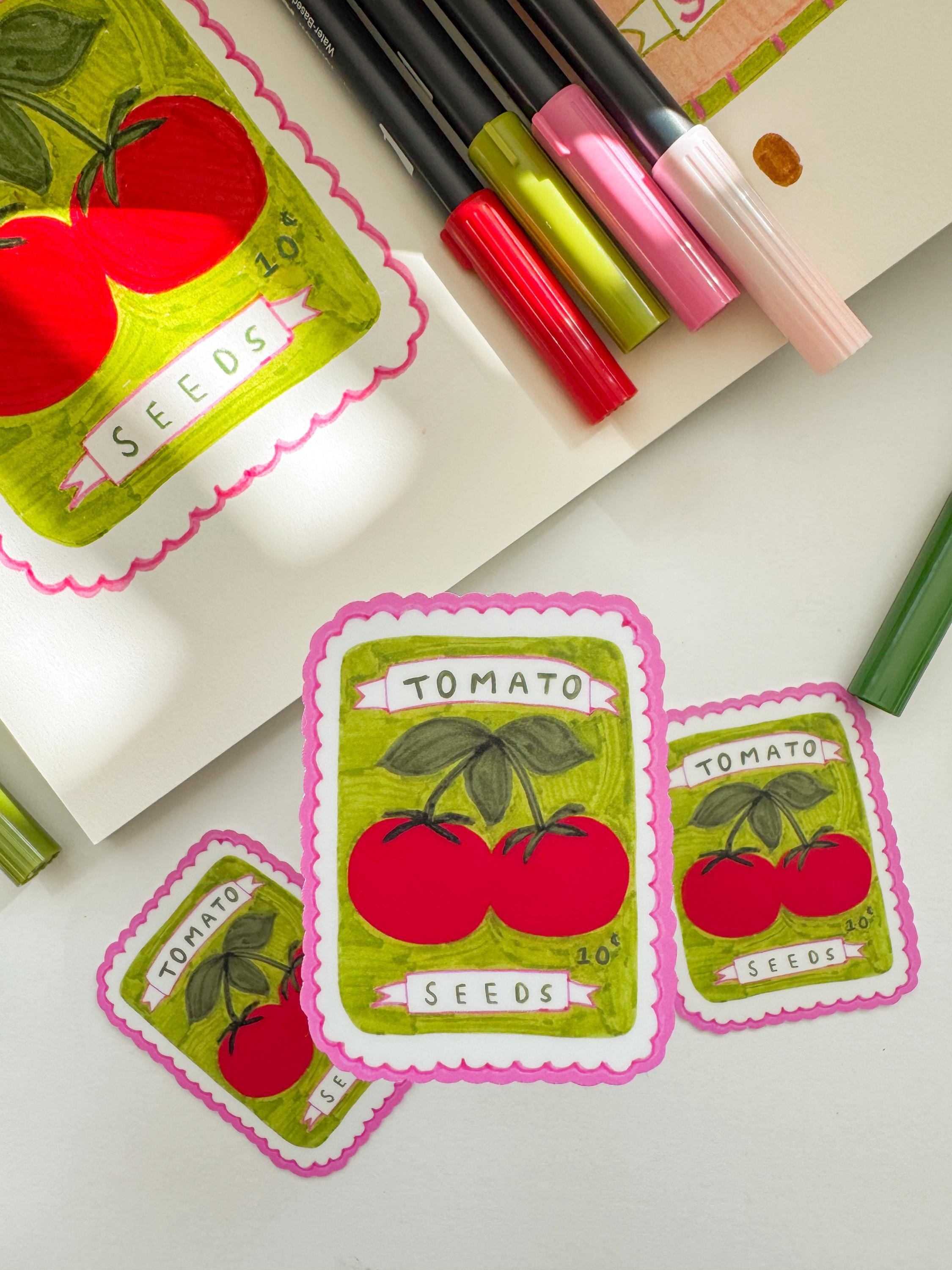 Tomato Seed Packet Vinyl Sticker | Cute Fruit Sticker | Die Cut ...
