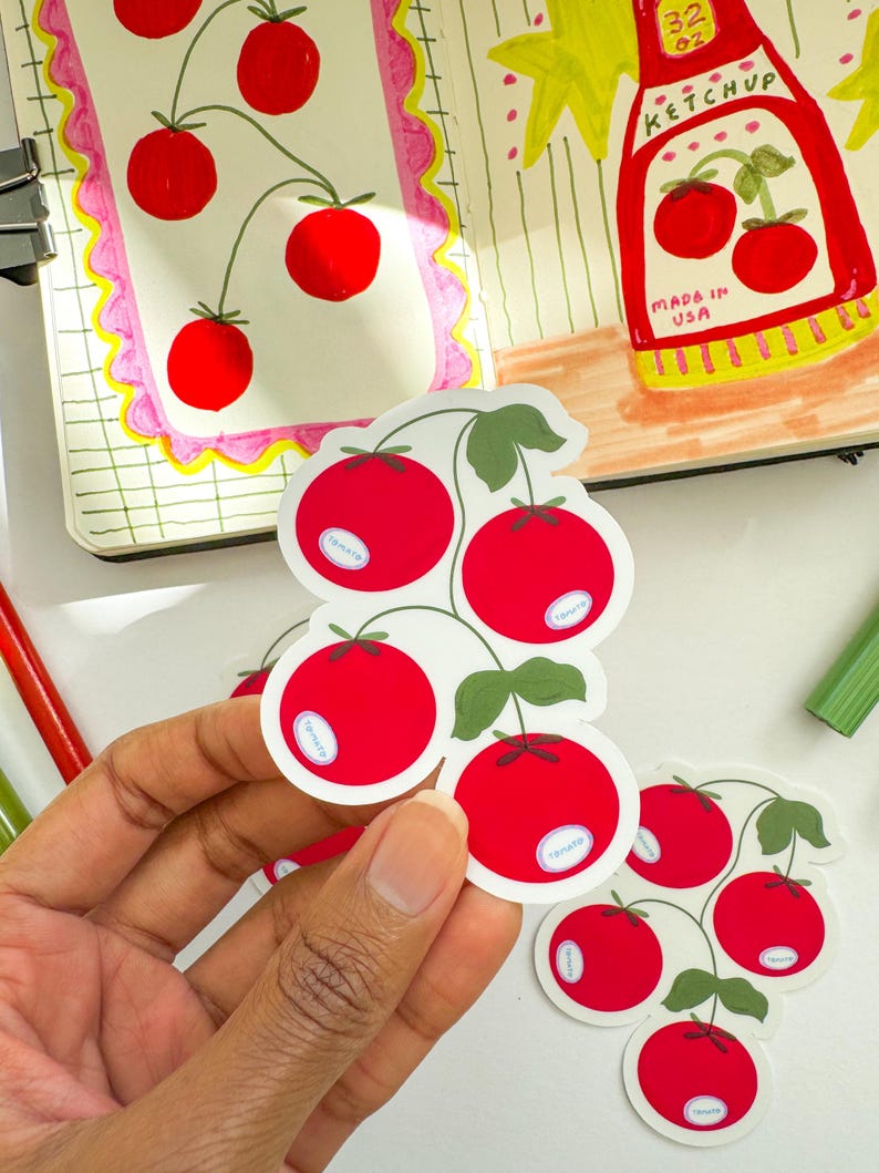 Tomato Vine Vinyl Sticker | Cute Fruit Sticker | Die Cut | Waterproof ...