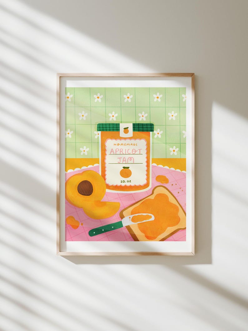 Apricot Jam and Toast Art Print: Kitchen Still Life Illustration - Etsy