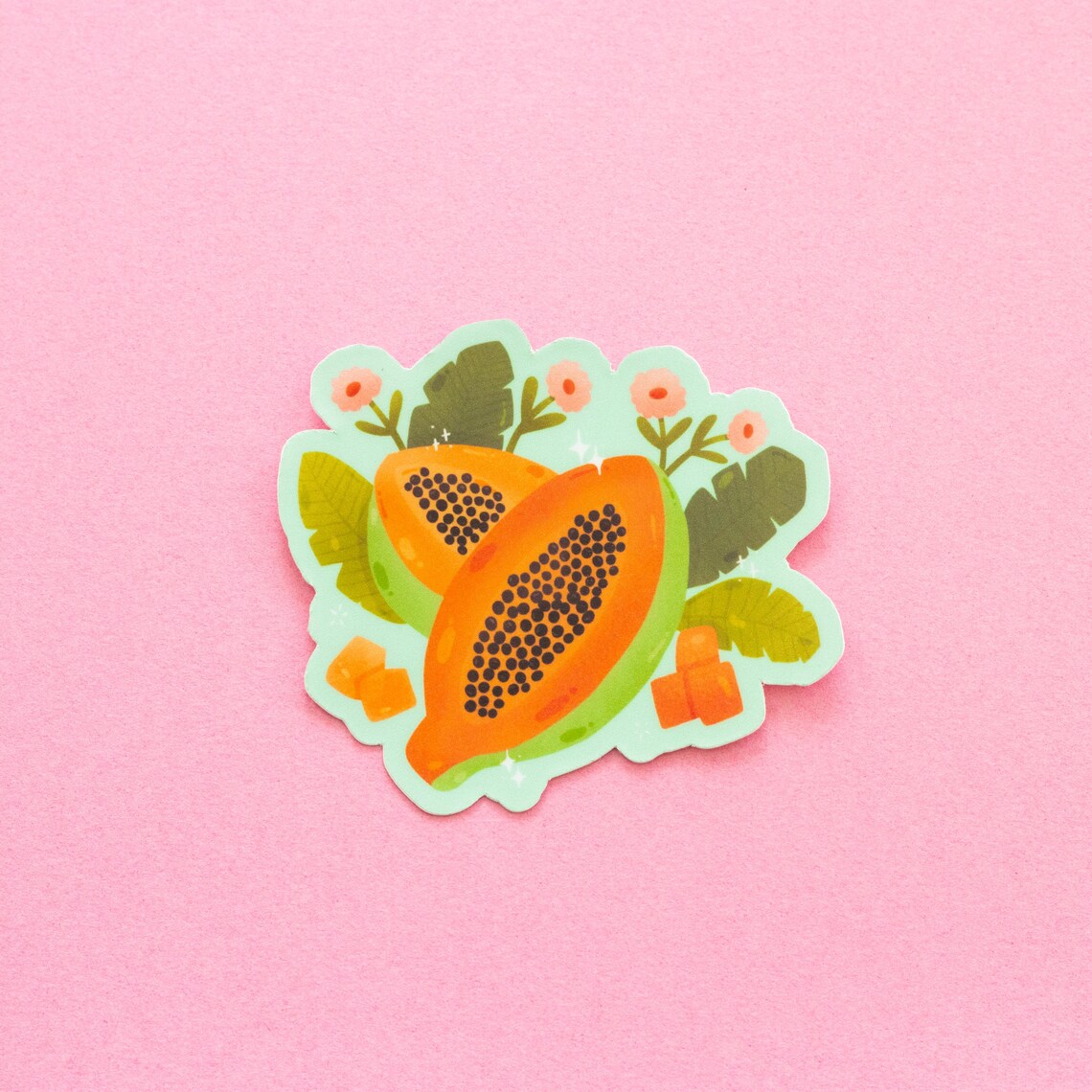 Papaya Vinyl Sticker: Fruit and Flower Die Cut Decal - Etsy