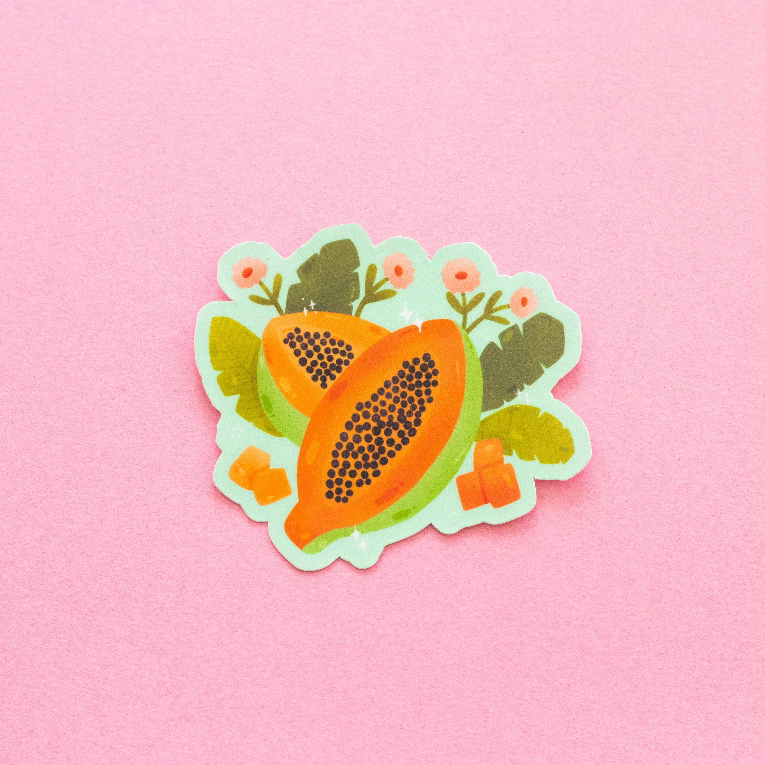 Papaya Vinyl Sticker: Fruit and Flower Die Cut Decal - Etsy