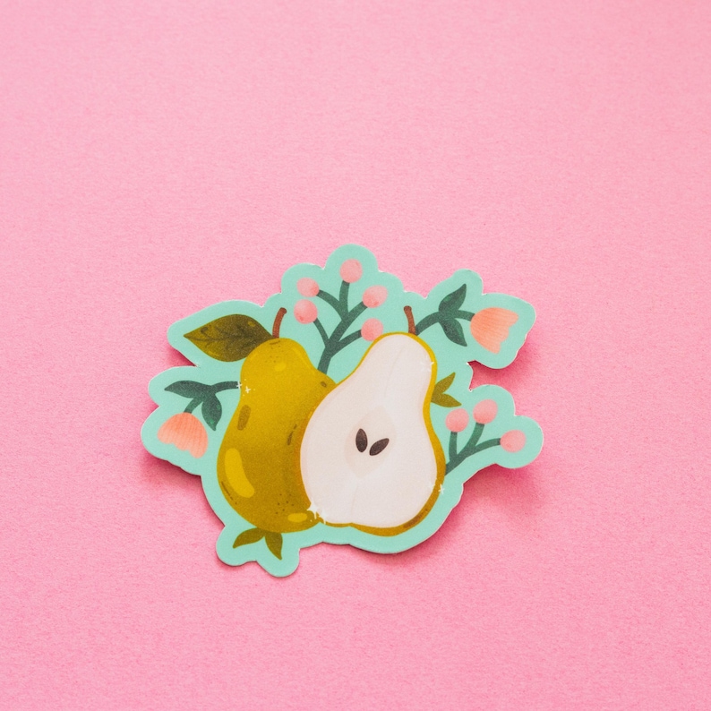 Pear Vinyl Sticker | Fruit and Flower Sticker | Cute Fruit Sticker ...