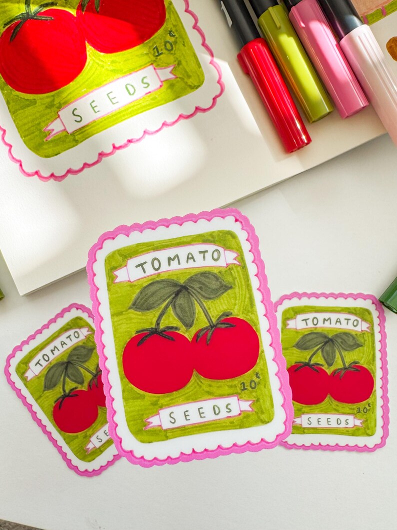 Tomato Seed Packet Vinyl Sticker | Cute Fruit Sticker | Die Cut ...