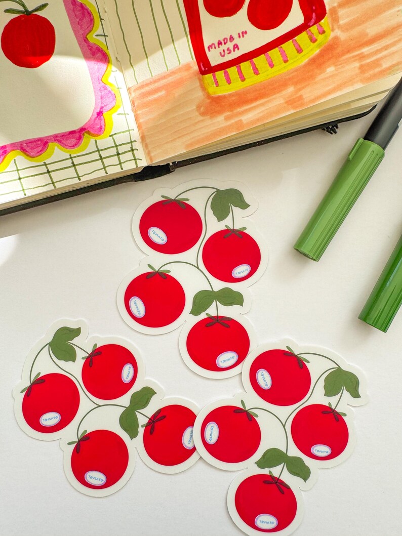 Tomato Vine Vinyl Sticker Cute Fruit Sticker Die Cut Waterproof Matte ...