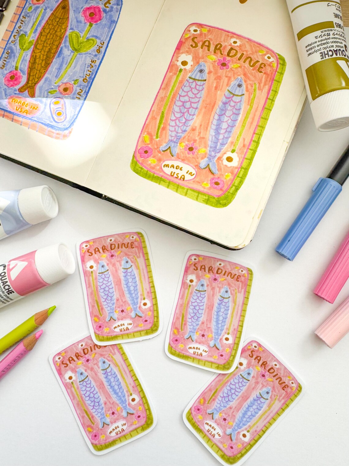 Sardine Packaging Vinyl Sticker | Cute Fish Sticker | Die Cut ...