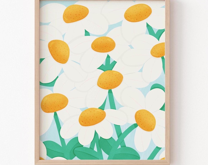 Daisy Art Print Botanical Art Print Illustration Wall Decor Wall Art ...