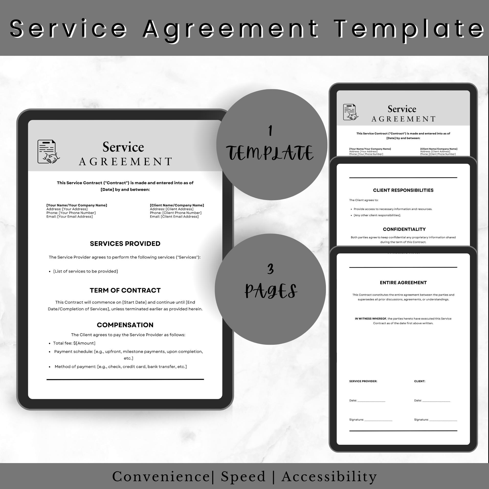 Editable Service Agreement Template: Instant Download (printable) - Etsy