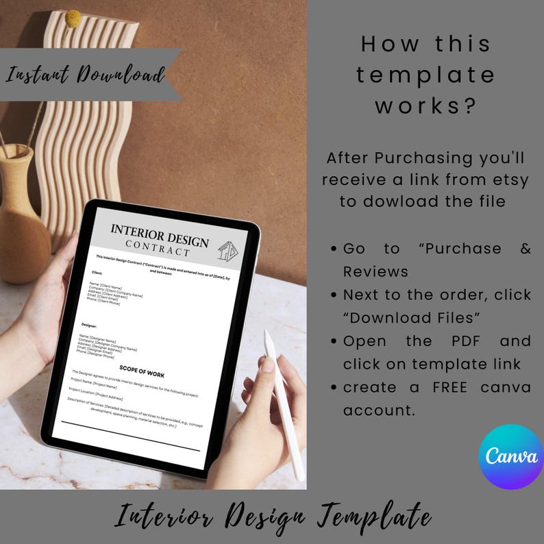 Printable Interior Design Contract PDF Template | Professional ...