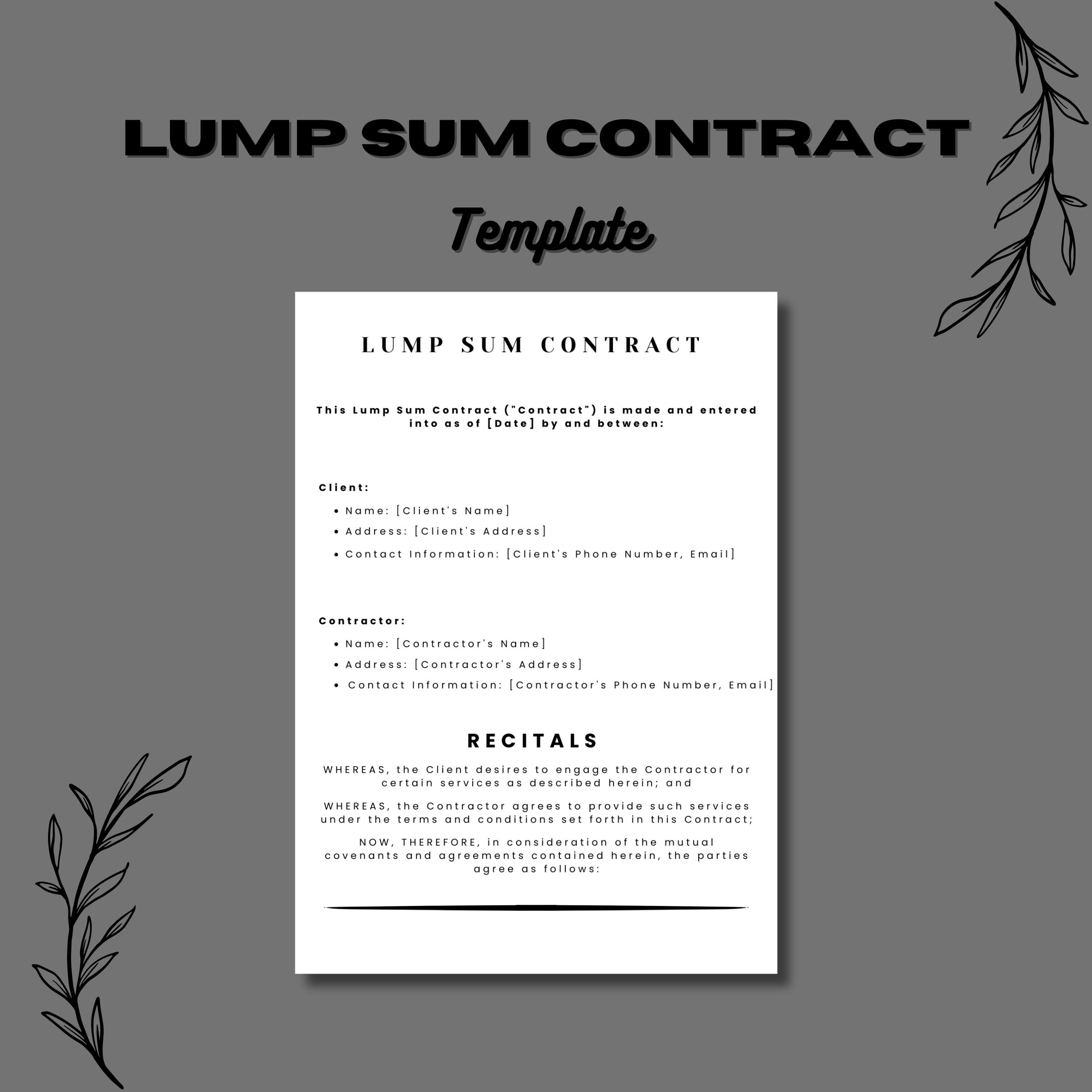 Lump Sum Construction Contract, Fixedprice Construction Agreement Template, PDF, Canva - Etsy