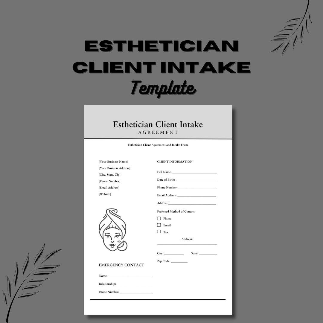 Esthetician Client Agreement & Intake Form | Customizable Skincare ...