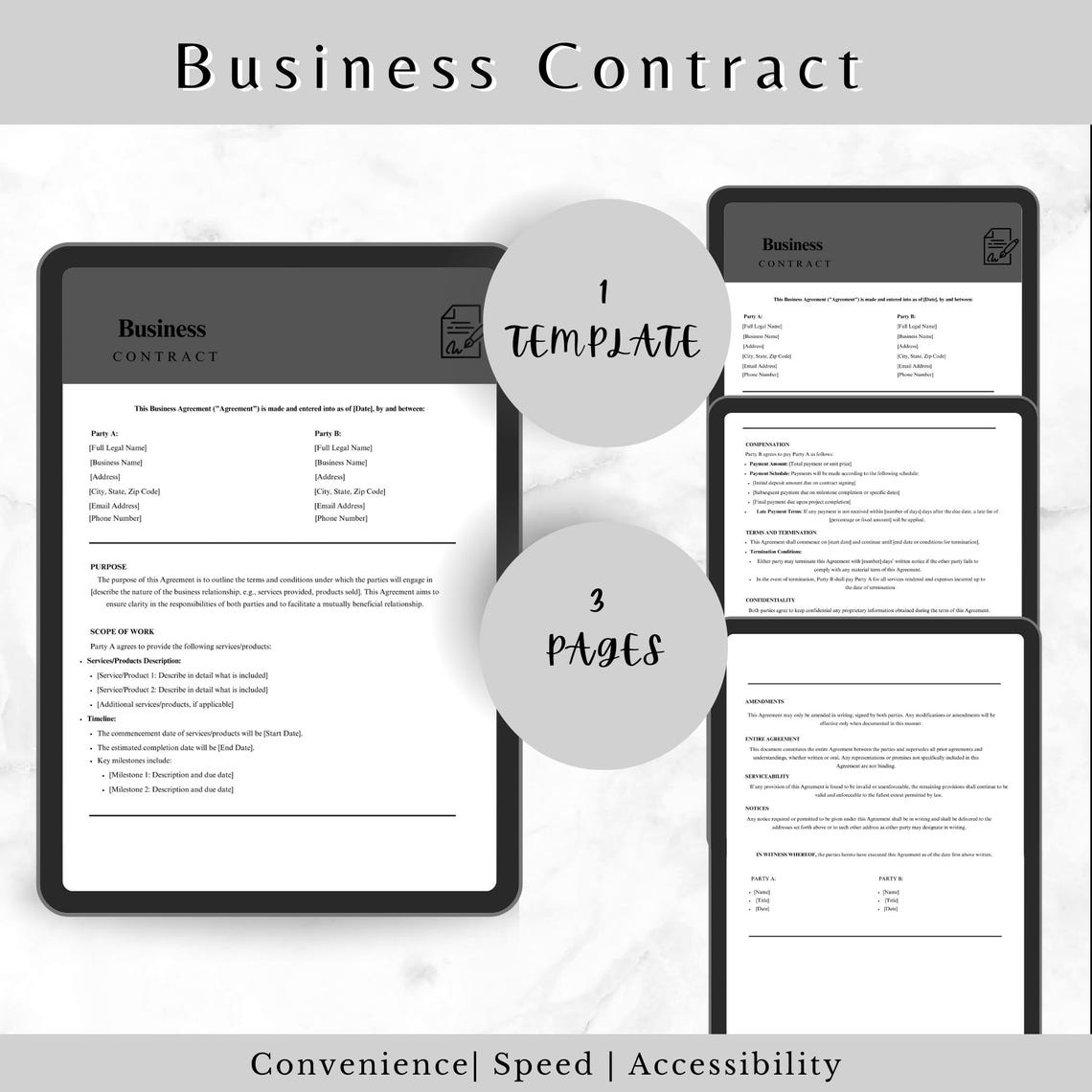 Editable Business Contract Template: Canva Employee & Partnership ...
