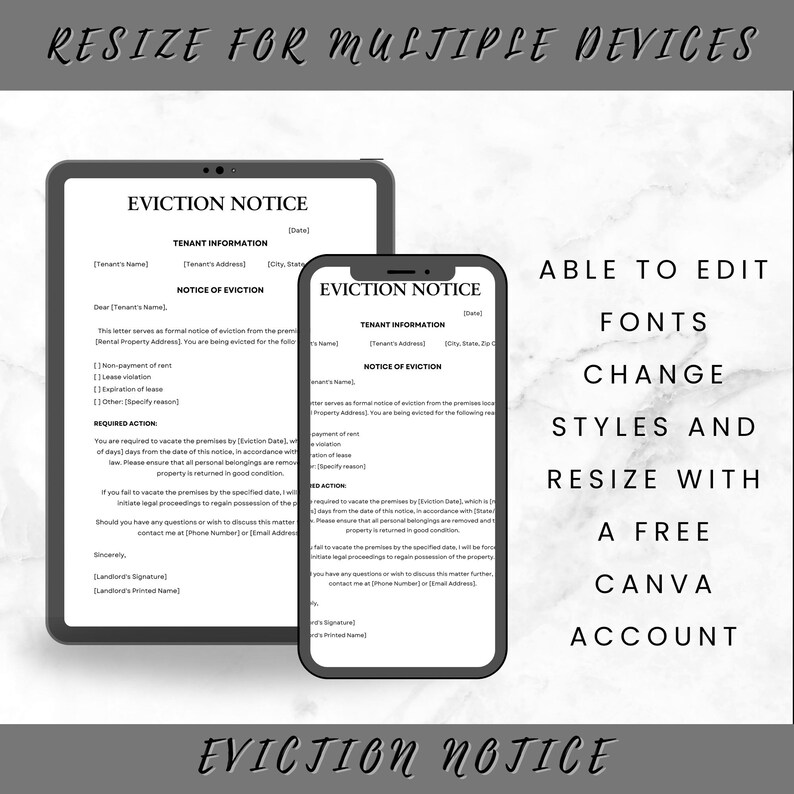 Eviction Notice Template | Printable Notice to Vacate Template | Lease ...