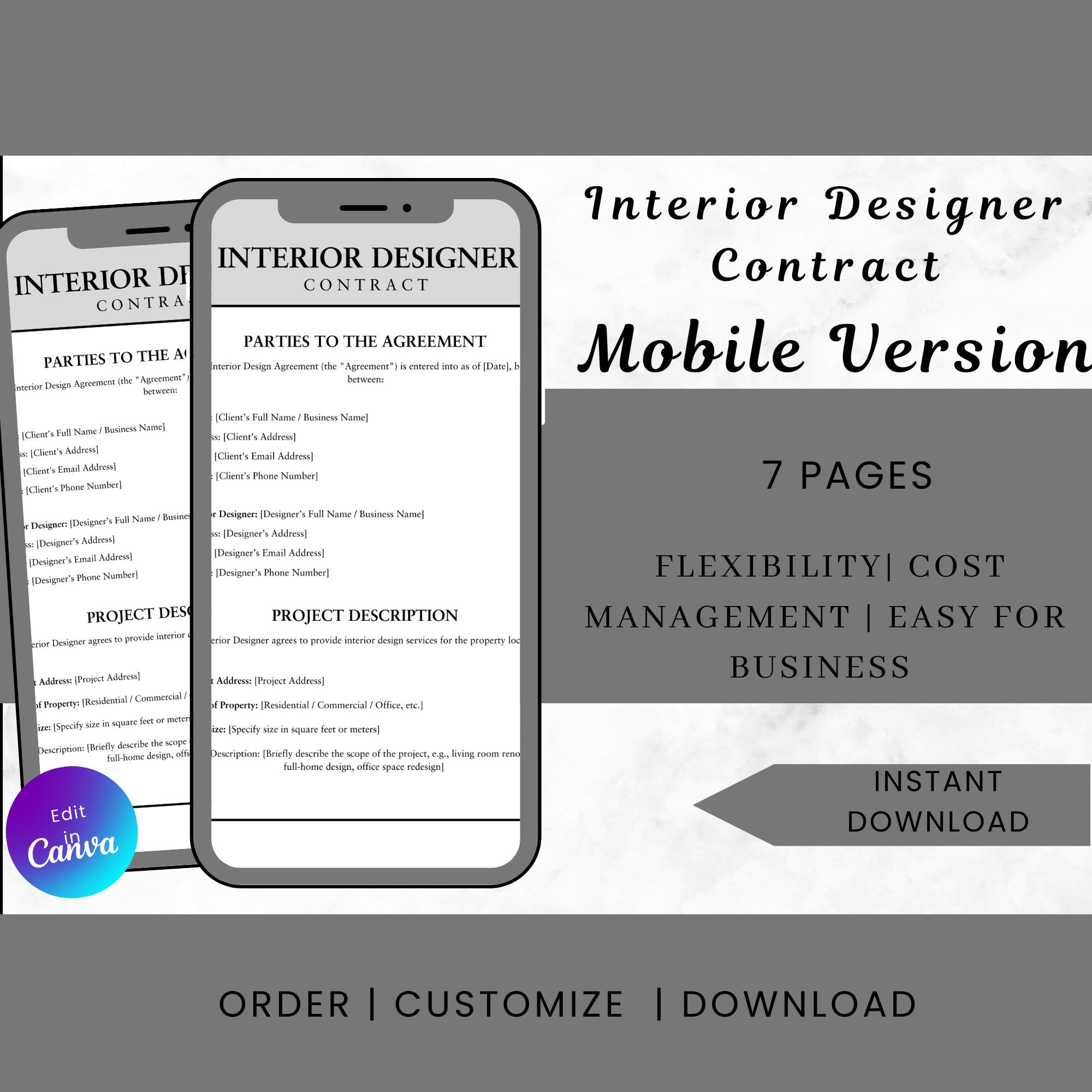 Interior Designer Contract Template: Editable Design Agreement (instant ...
