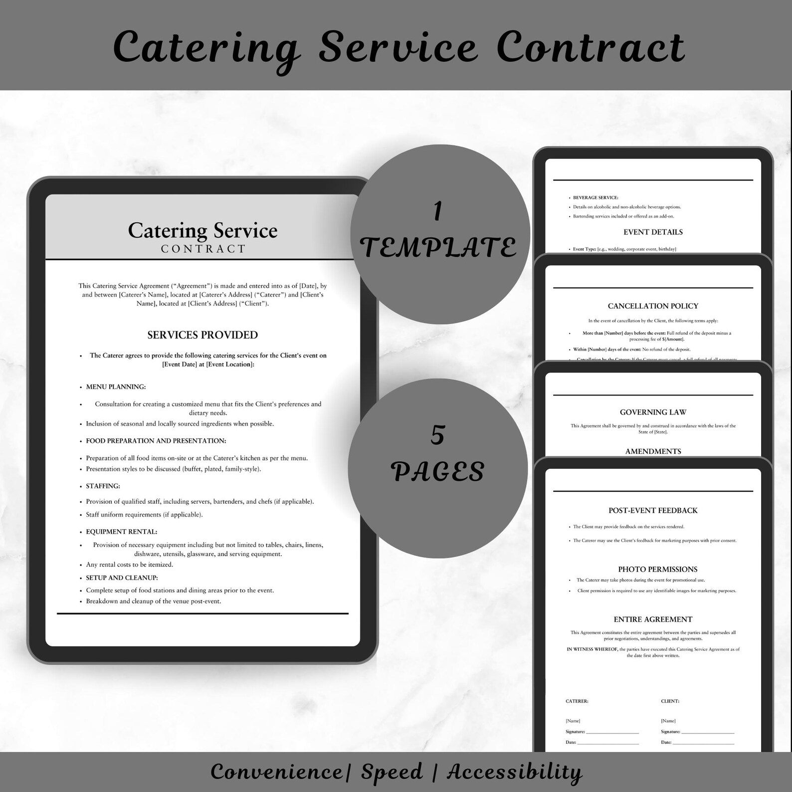Catering Service Contract, Catering Services Editable Pdf,food Service ...