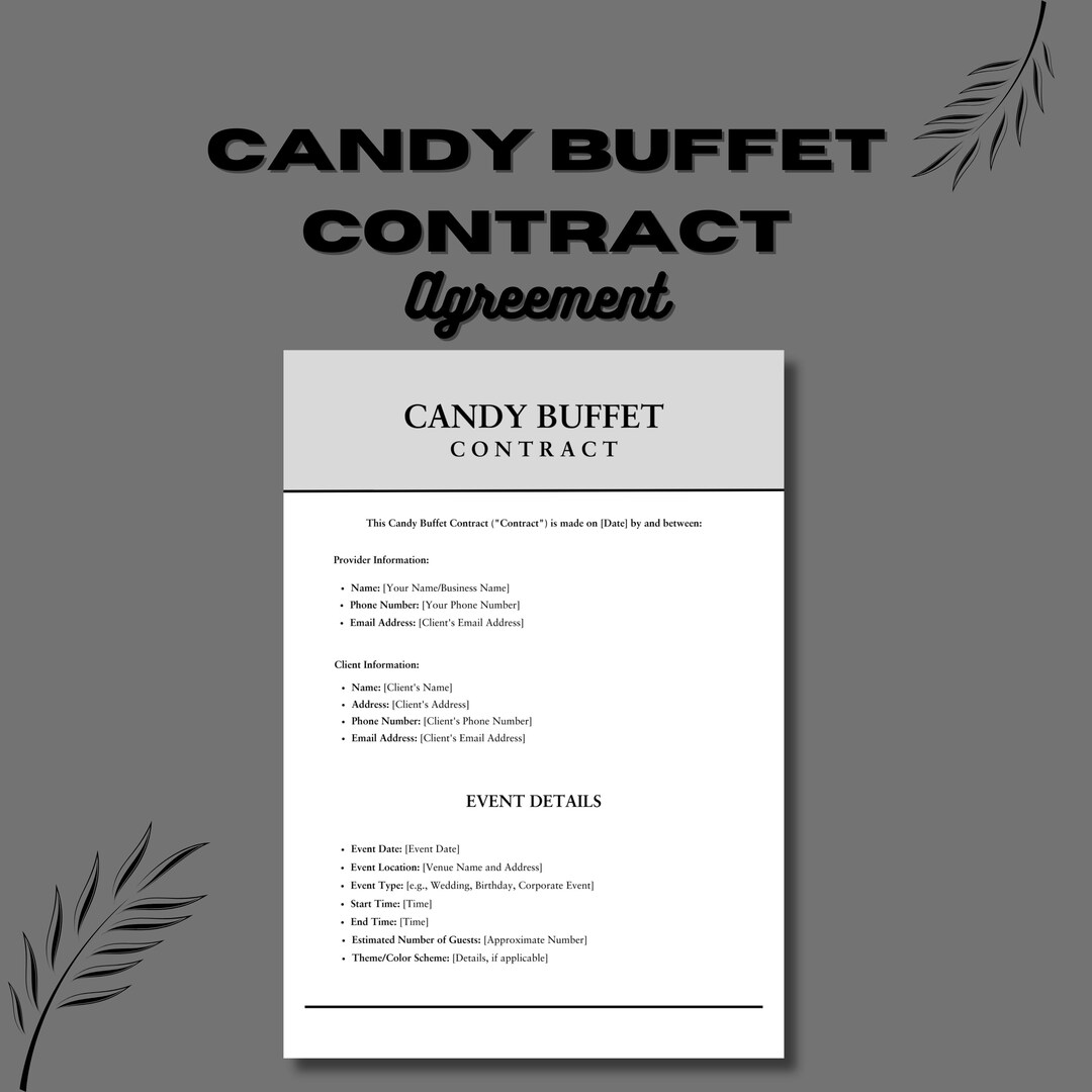Candy Buffet Contract,dessert Table Service Agreement,party Event ...