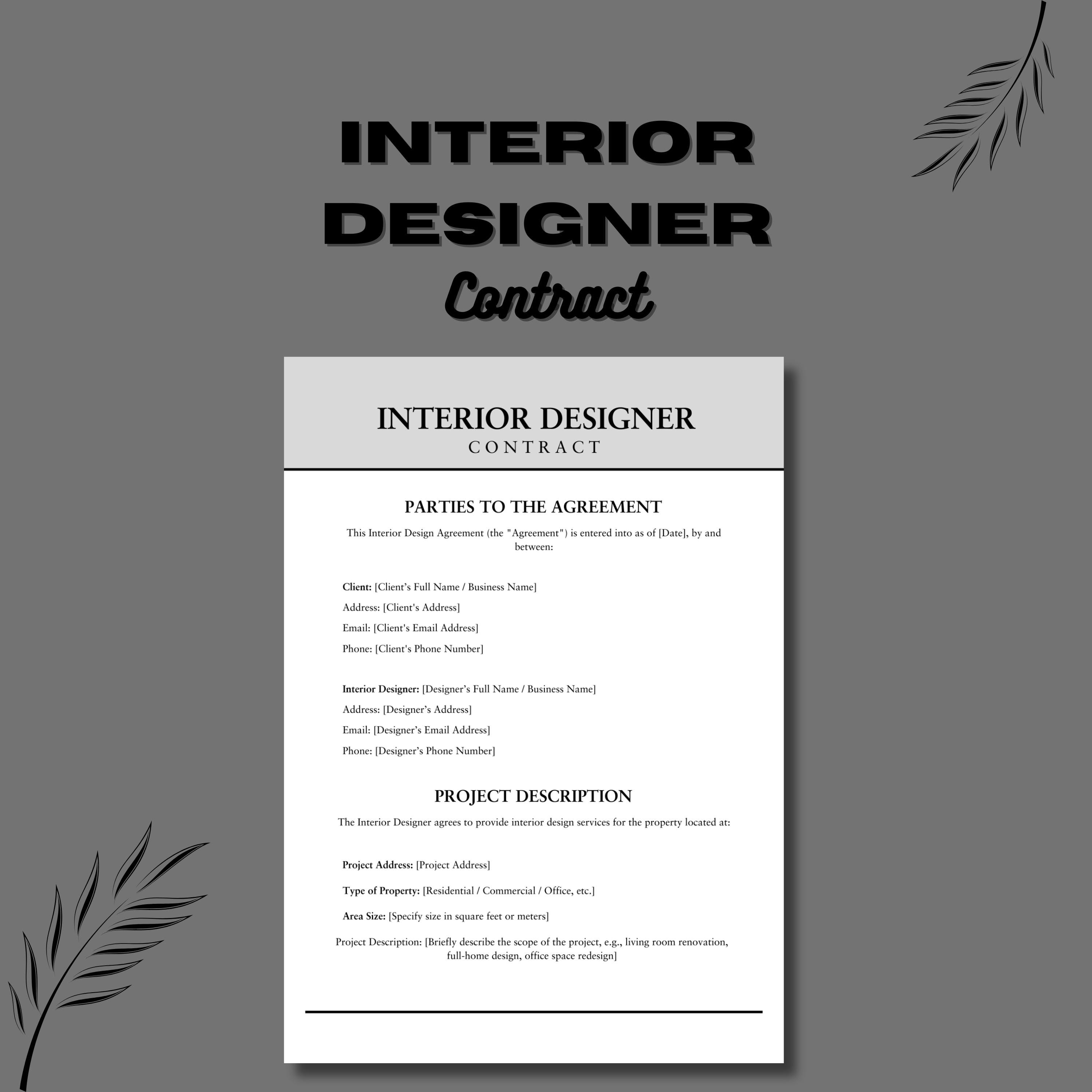 Interior Designer Contract Template: Editable Design Agreement (instant ...