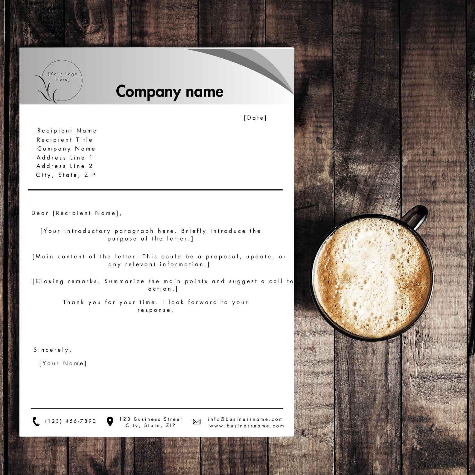 Minimalist Business Letterhead Template, Company Letterhead, Business ...