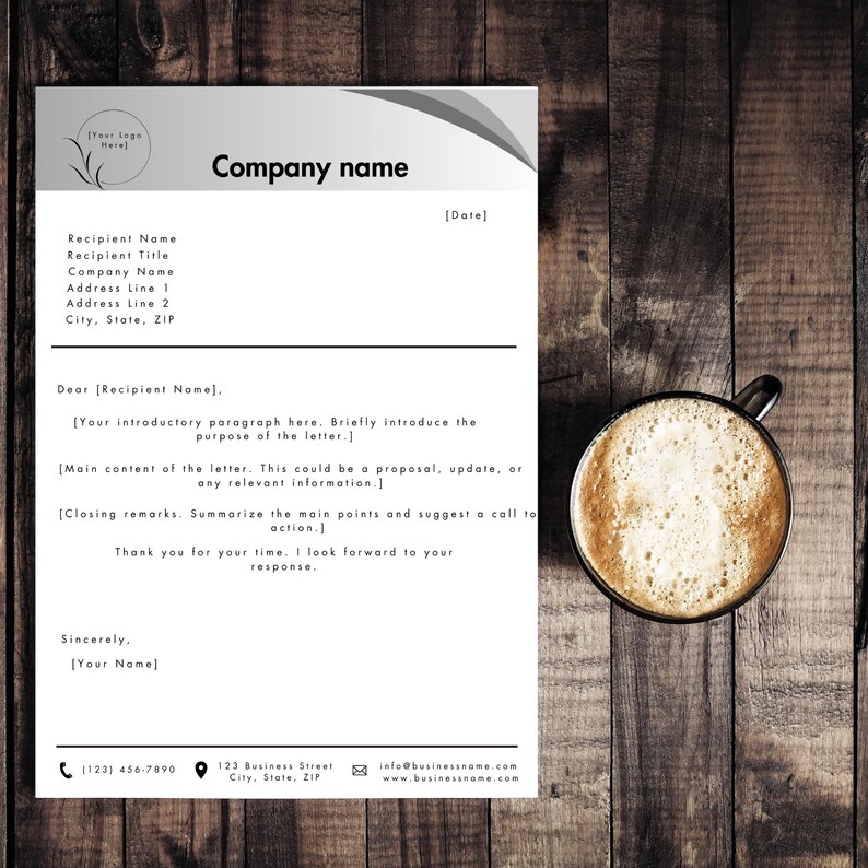 Minimalist Business Letterhead Template, Company Letterhead, Business ...