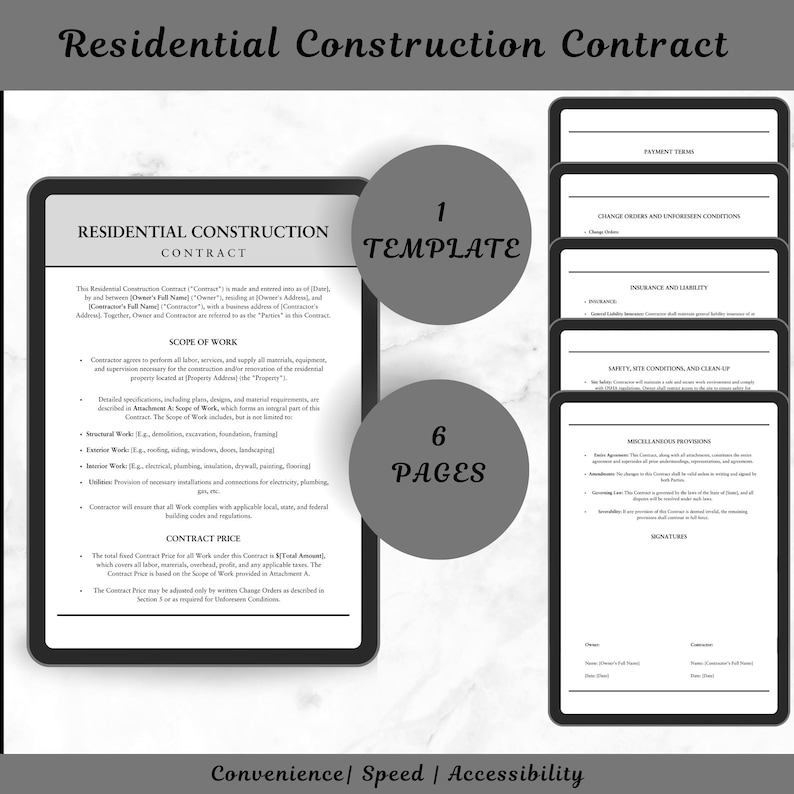 Residential Construction Contract Template | Customizable Contractor ...