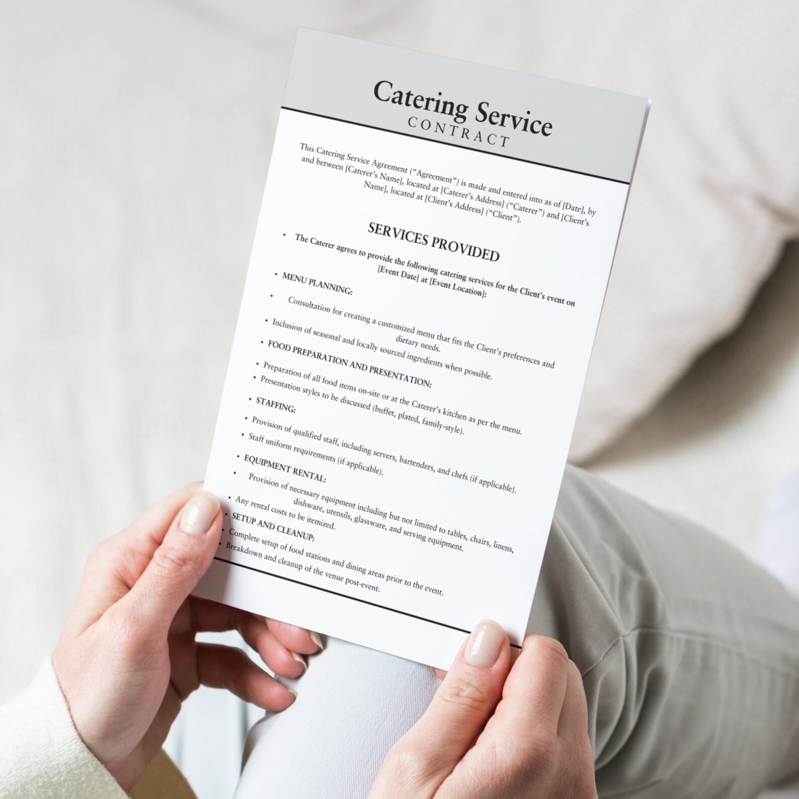 Catering Service Contract Template: Editable Agreement (canva) - Etsy