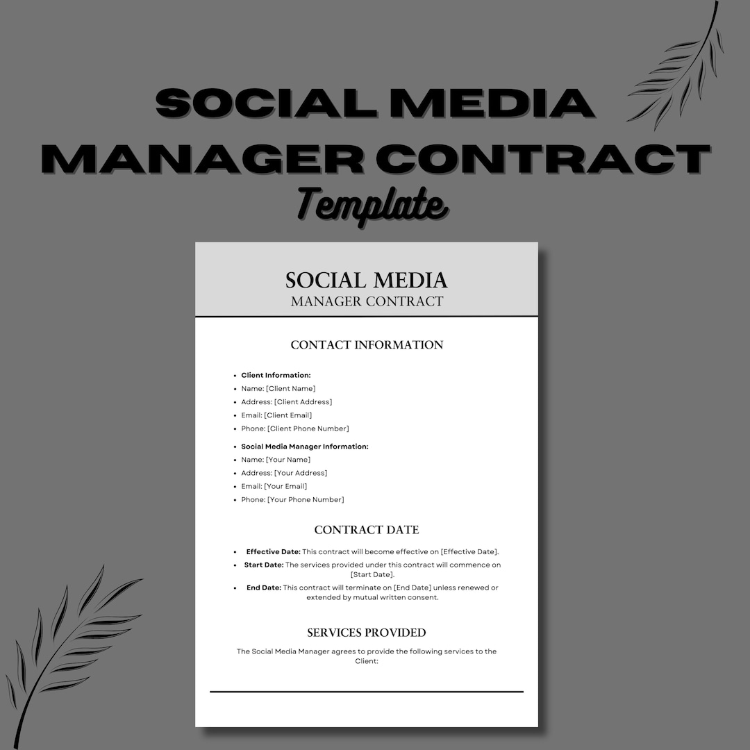 Social Media Manager Contract Template,social Media Non Disclosure ...