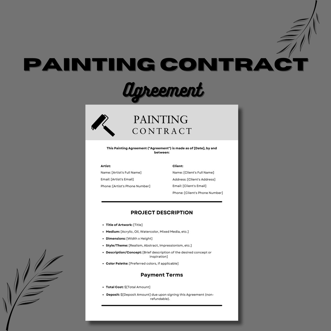 Editable Painting Contract Template: Client Intake Form (PDF Download ...