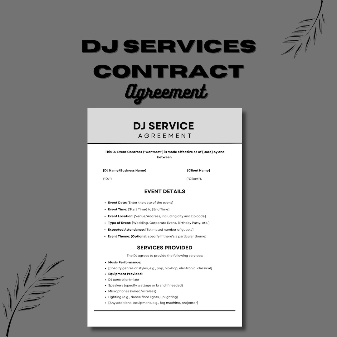 Editable DJ Service Contract Template: Instant Download (canva) - Etsy
