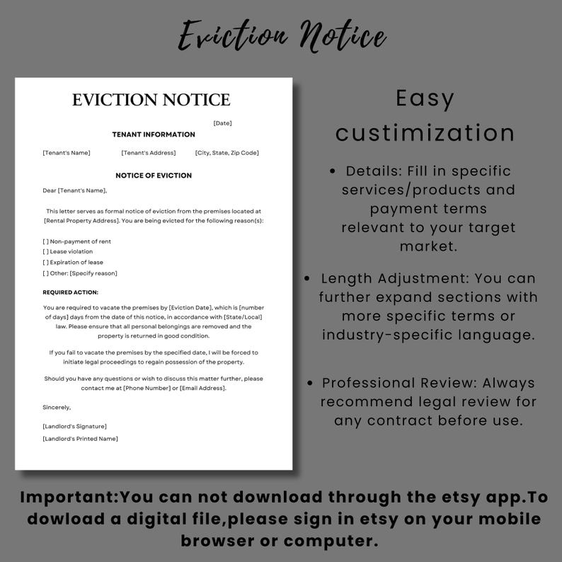 Eviction Notice Template | Printable Notice to Vacate Template | Lease ...