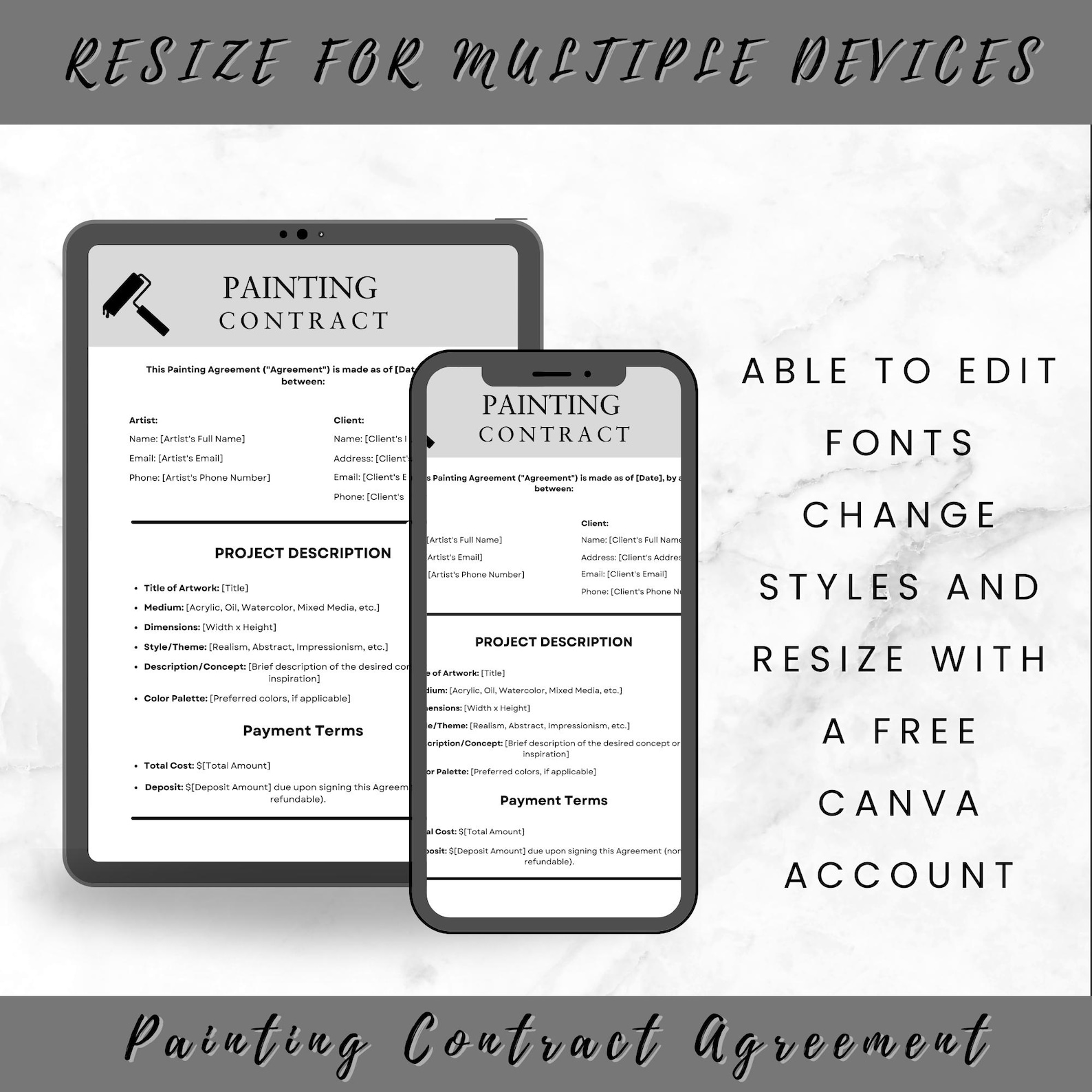 Editable Painting Contract Template: Client Intake Form (PDF Download ...
