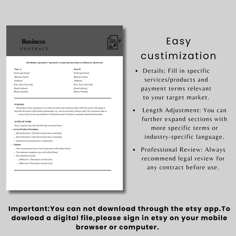 Editable Business Contract Template: Canva Employee & Partnership ...