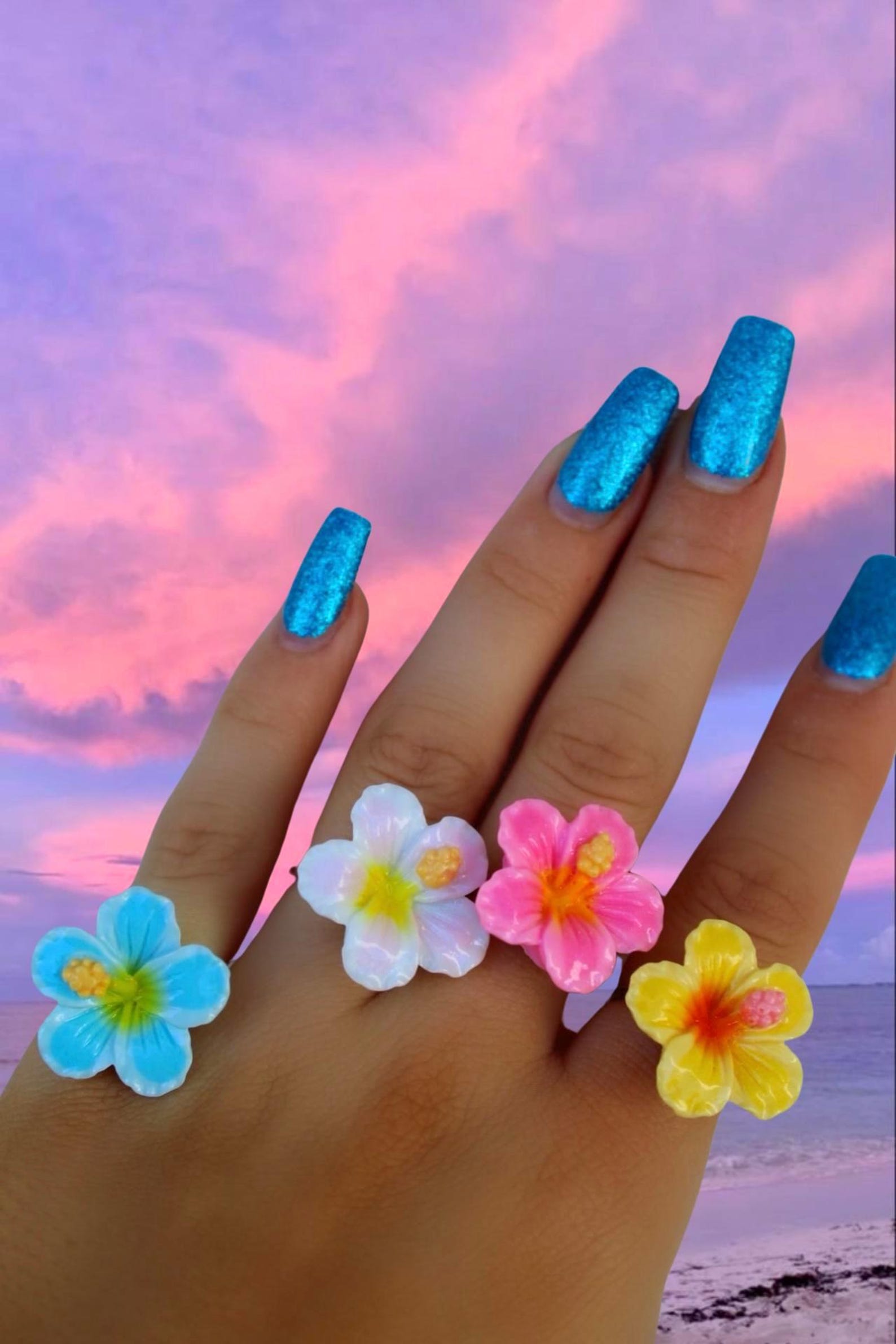 Hibiscus Hawaiian Tropical Adjustable Ring - Etsy