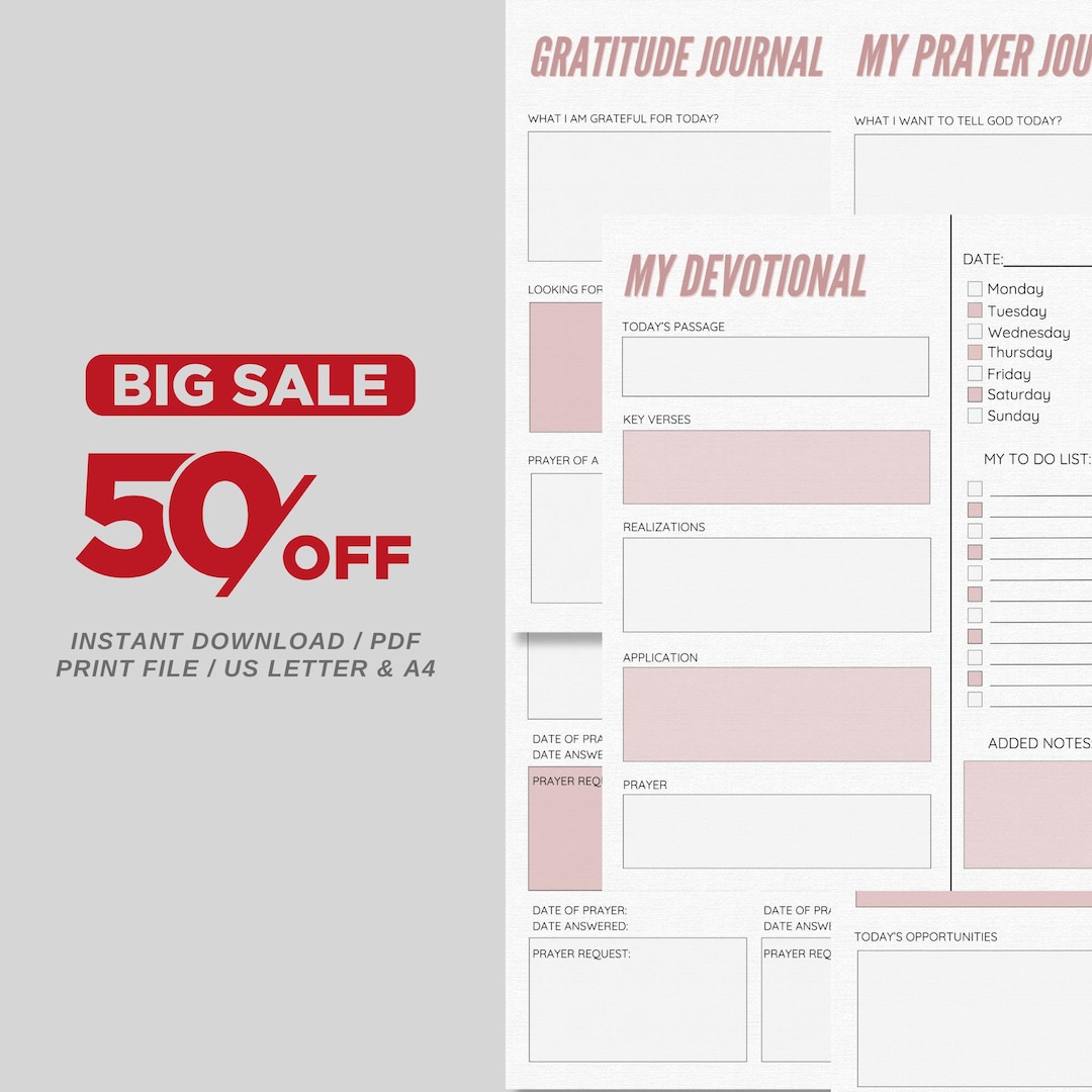 Printable Journal, Christian Journal, Daily Gratitude Journal, Bible ...