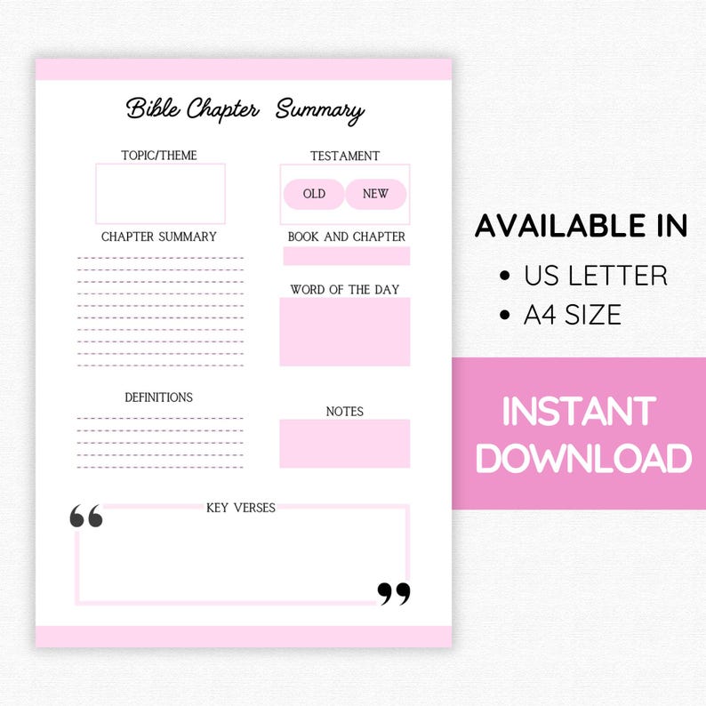 Printable Bible Chapter Summary, Pink Bible Summary, Bible Chapter ...