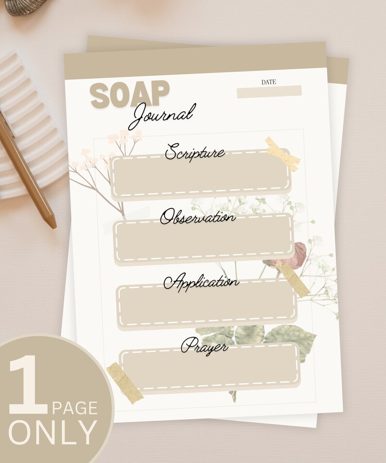 SOAP Journal Printable, SOAP Bible Study, Daily Devotional, Christian ...