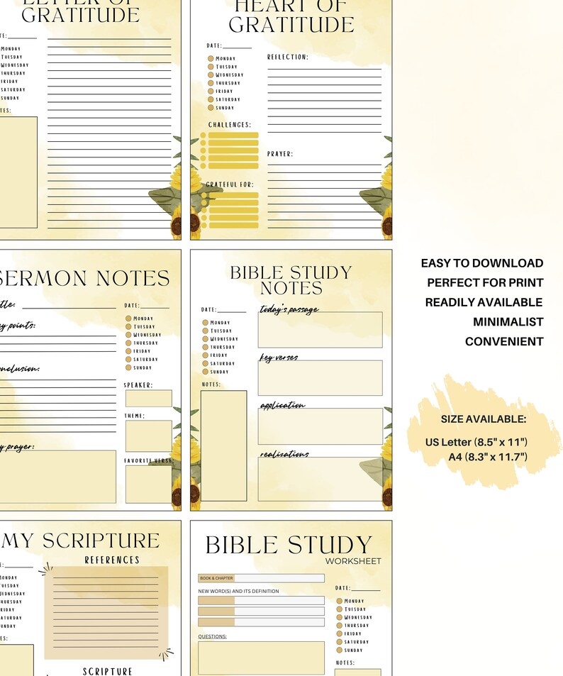 Printable Journal, Digital Notebook, DIY Journal Kit, Digital Bible Study Kit, Minimalist ...