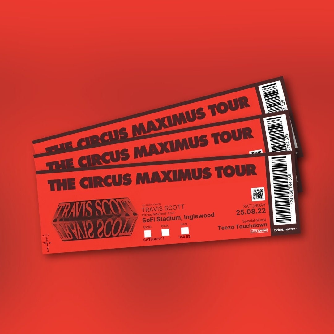 Physical Ticket Travis Scott, Circus Maximus Tour personalized ...