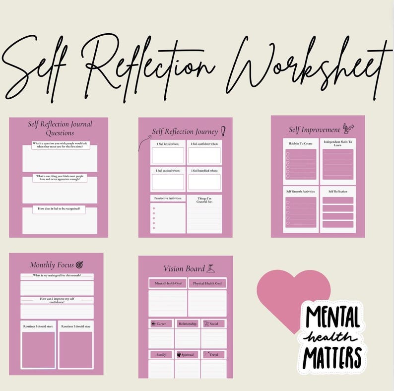 Self Reflection Worksheet - Etsy