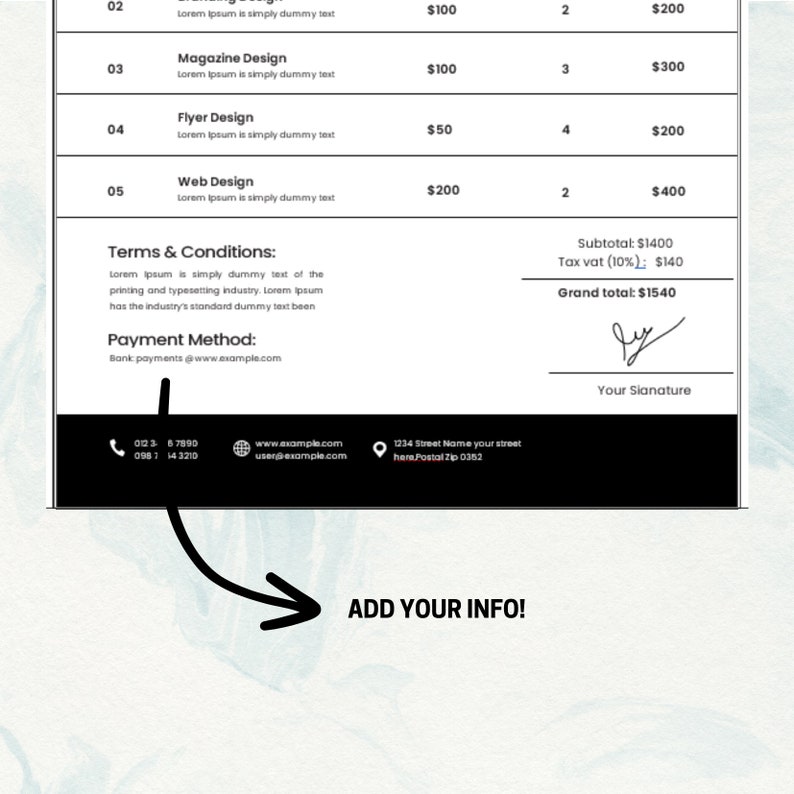Minimalist Invoice Template for Small Business (pdf/excel/word) - Etsy