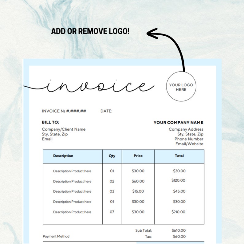 Invoice Template Pdf/word. Minimalistic Small Business Invoice ,invoice ...