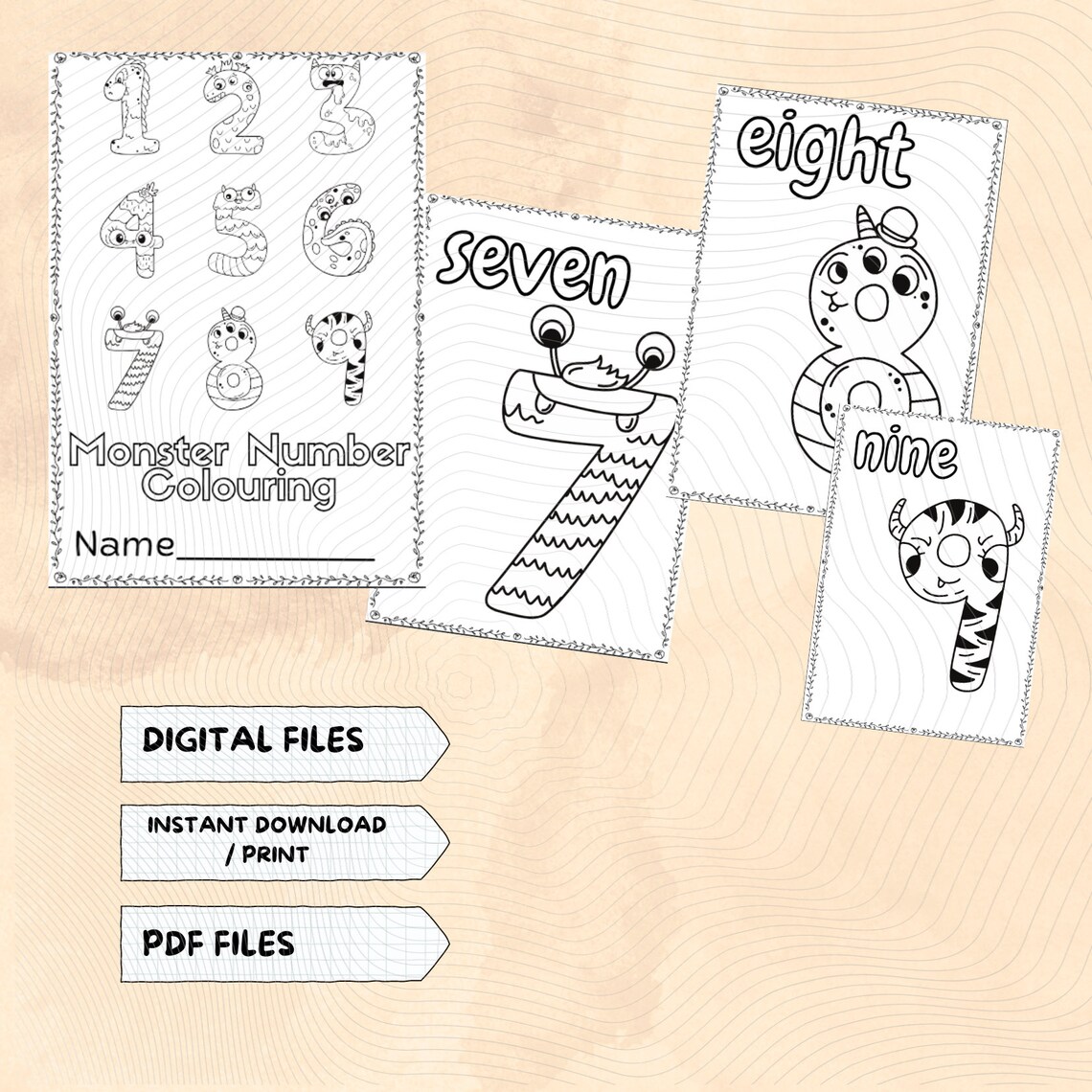 1 - 10 Numbers Printable Coloring Page Worksheets for Kids, Toddlers ...