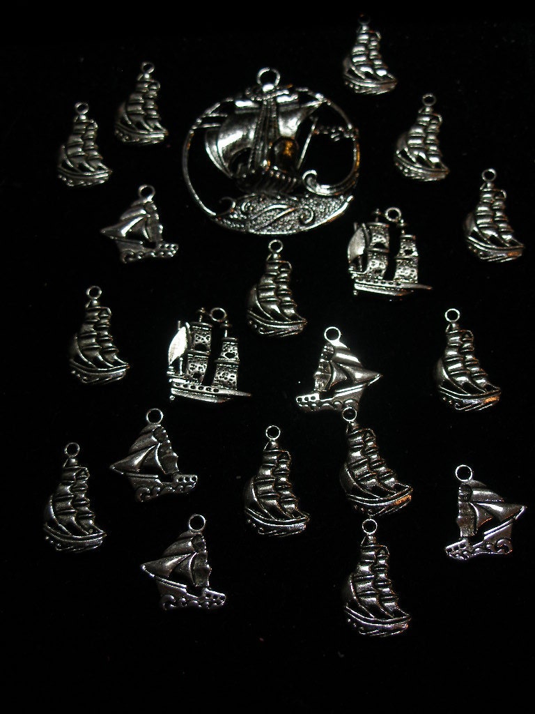 Boats Sailing Ships 19 Charms Pendants Silver Jewelry - Etsy