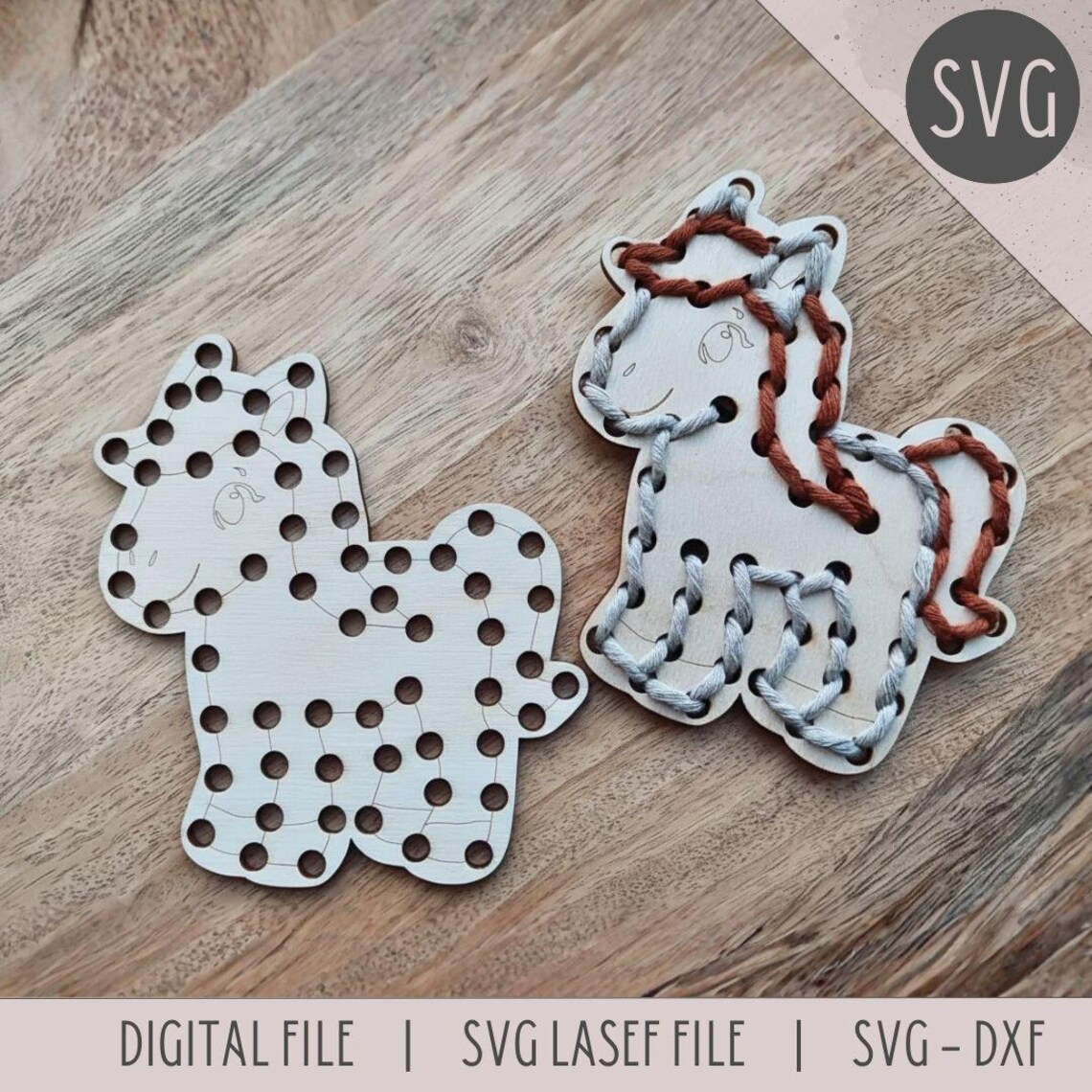 Horse Lacing Template SVG | Laser Cut File | Kids Sewing Practice Craft ...
