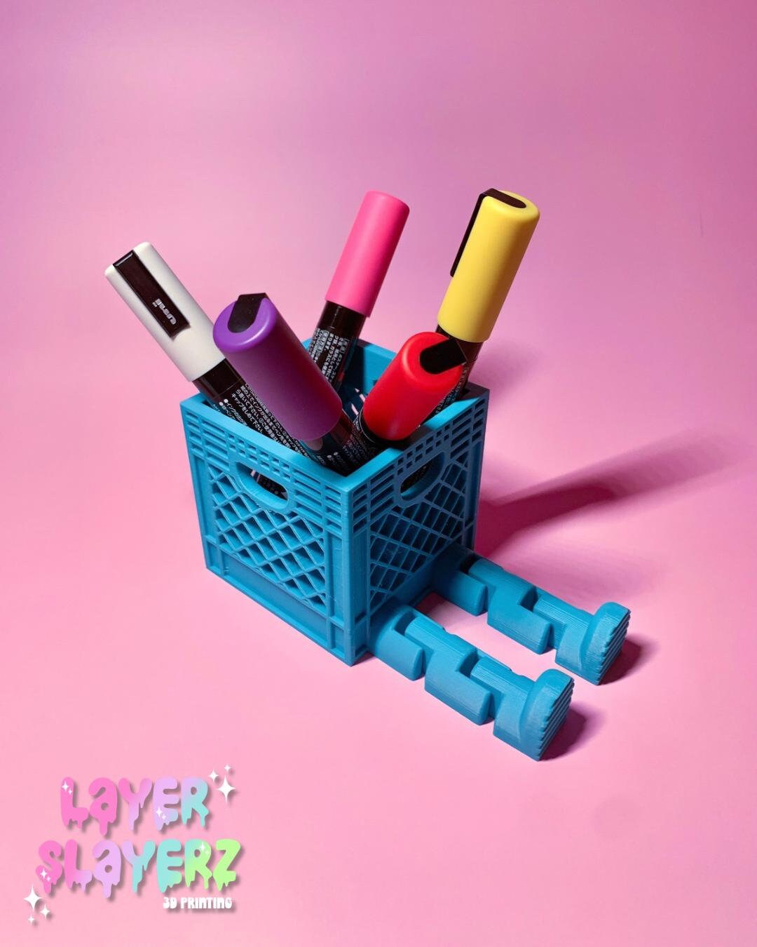 Leggy Crate, Desk Fidget, Desk Storage, Organizer, Pen Holder, Cute Pen ...